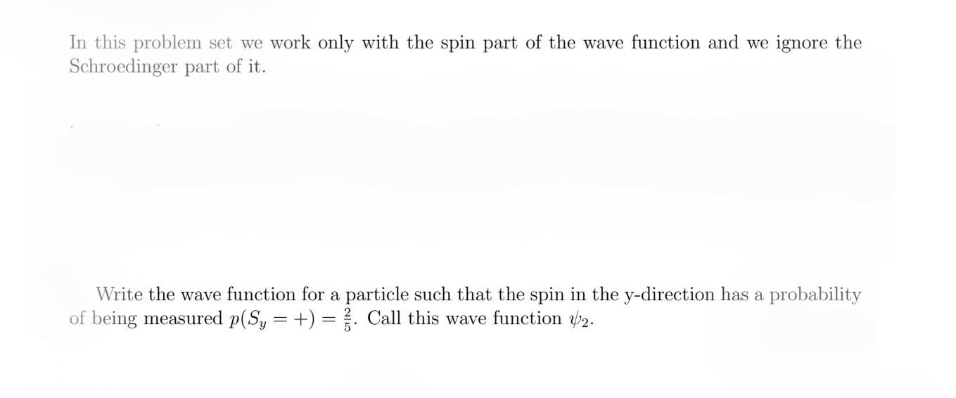 Solved In this problem set we work only with the spin part | Chegg.com