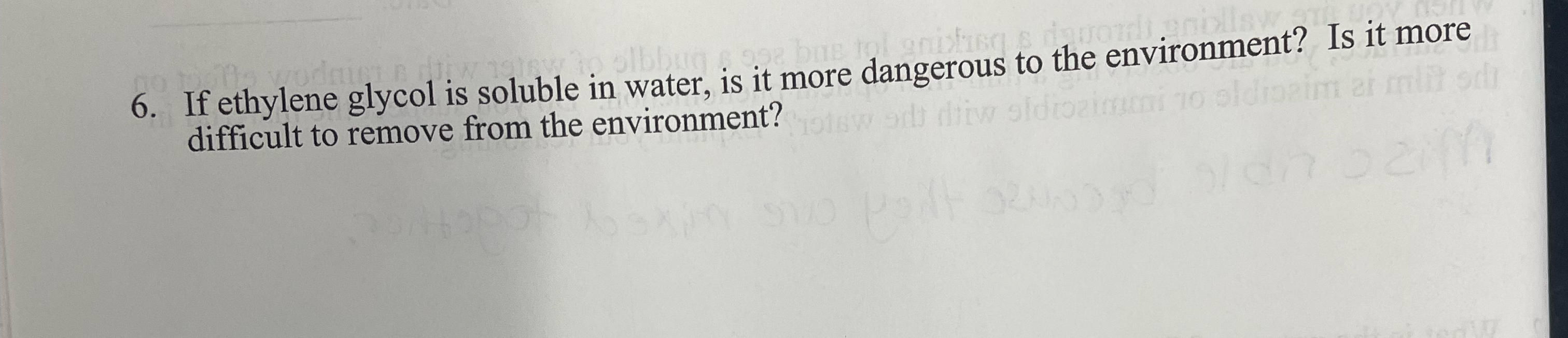 Solved If ethylene glycol is soluble in water, is it more | Chegg.com