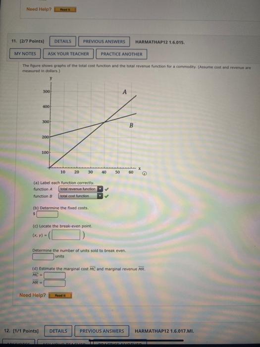 Solved The figure shows grapht of the total cost funcion and | Chegg.com