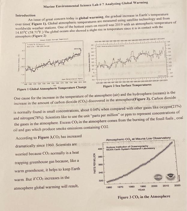 Solved Marine Environmental Science Lab # 7 Analyzing Global | Chegg.com