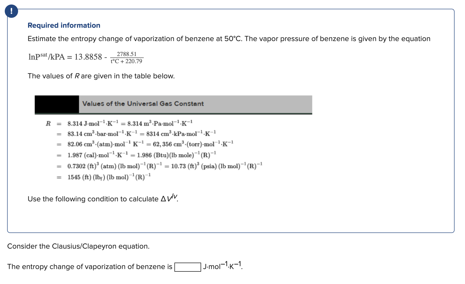 Solved Required informationEstimate the entropy change of | Chegg.com