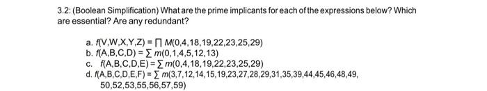 Solved 2: (Boolean Simplification) What are the prime | Chegg.com