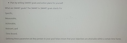 Solved Plan by weiting SMARI gosls and action plans tor | Chegg.com