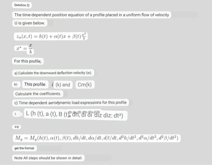 Question 2) The time-dependent position equation of a | Chegg.com