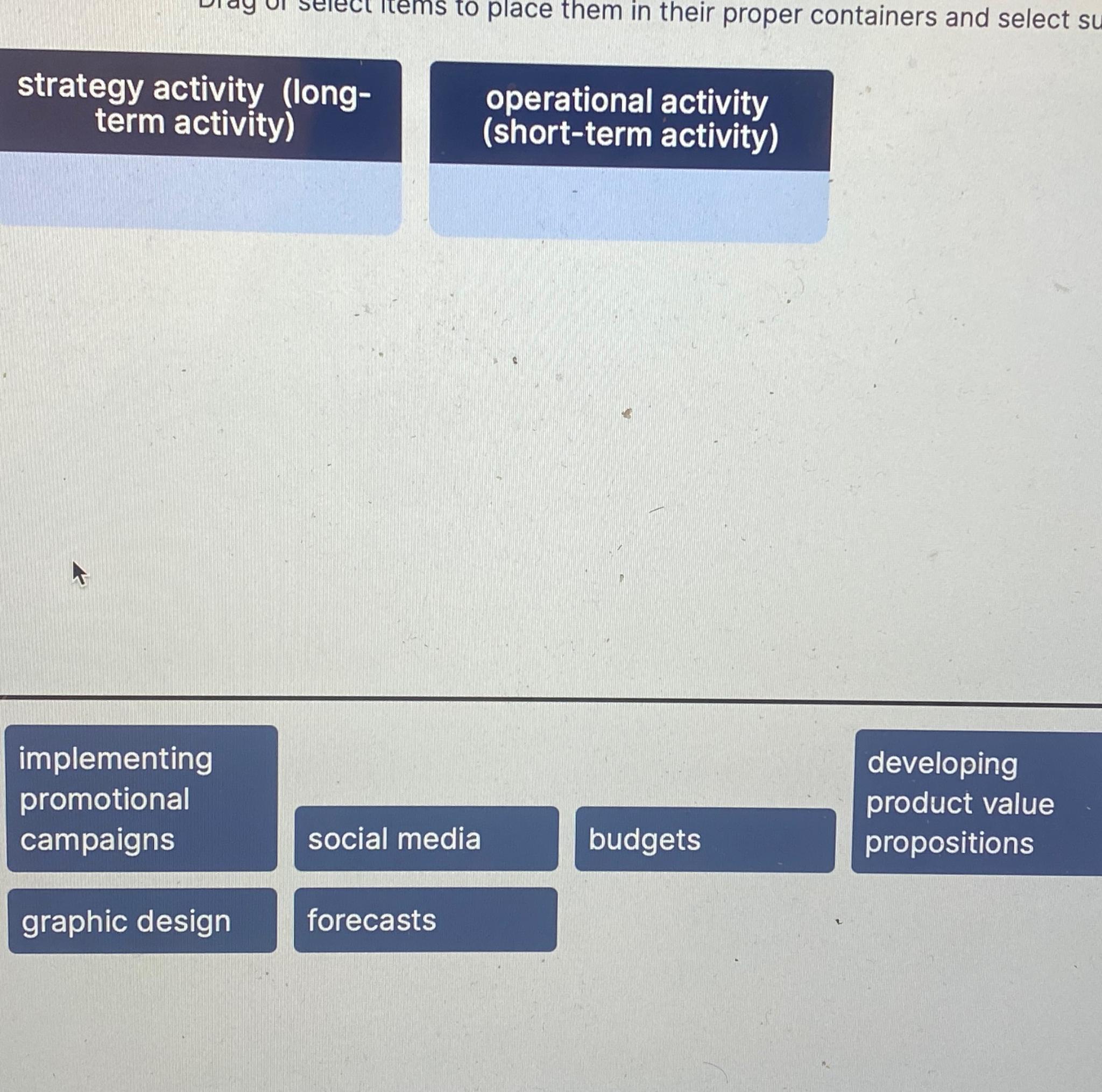 Solved strategy activity (longterm activity)operational | Chegg.com