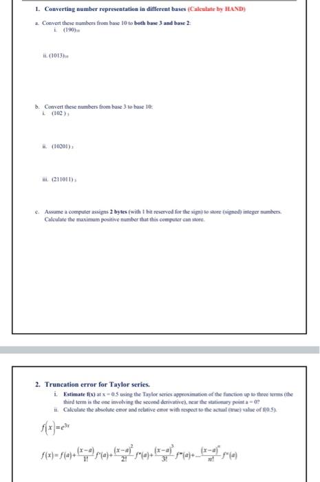 Solved a. Coevert these numbers from base 10 to beth base 3 | Chegg.com
