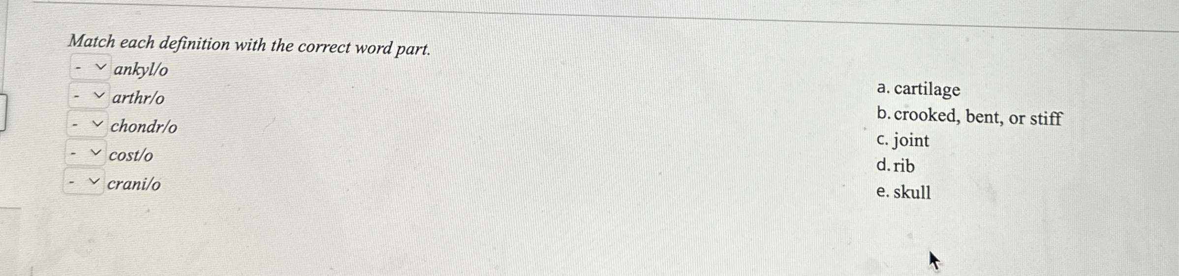 Solved Match each definition with the correct word | Chegg.com