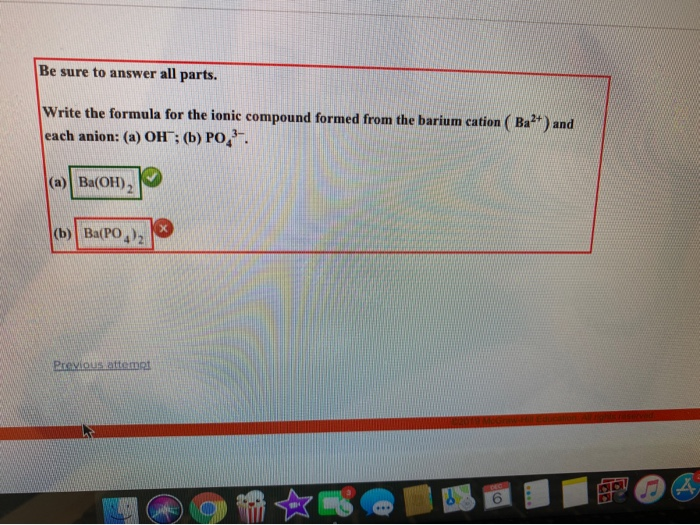 Solved Be sure to answer all parts. Write the formula for | Chegg.com
