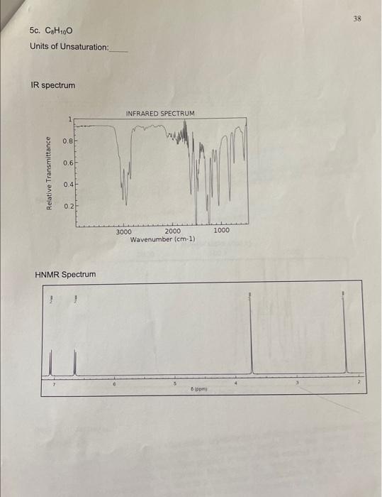 Solved 5c. C8H10O Units of Unsaturation: IR spectrum | Chegg.com