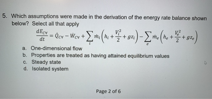 Solved 5. Which assumptions were made in the derivation of | Chegg.com