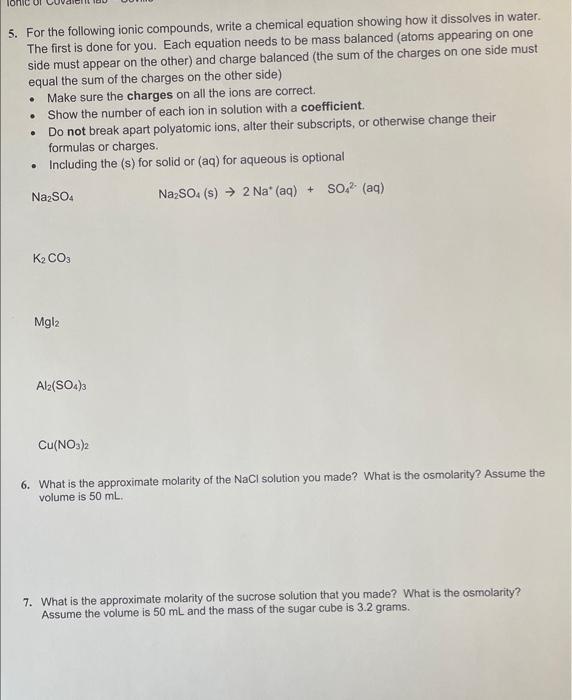 Solved 5. For the following ionic compounds, write a | Chegg.com