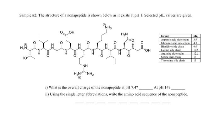 Solved Sample #2: The structure of a nonapeptide is shown | Chegg.com