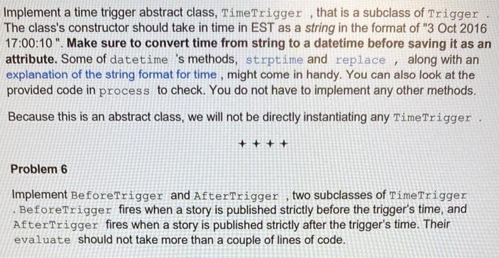 Solved mplement a phrase trigger subclass, TitleTrigger that | Chegg.com