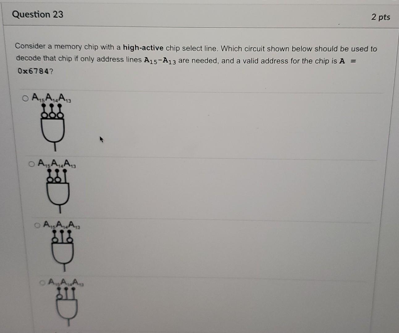 Solved Consider a memory chip with a high-active chip select | Chegg.com