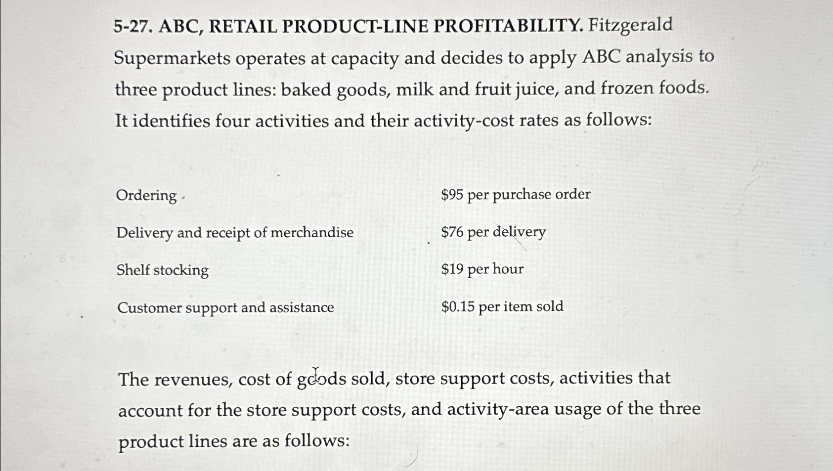 Solved 5-27. ﻿ABC, RETAIL PRODUCT-LINE PROFITABILITY. | Chegg.com