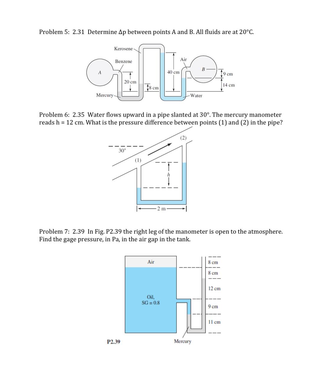 Solved Problem 5: 2.31 ﻿Determine Δp ﻿between points A and | Chegg.com