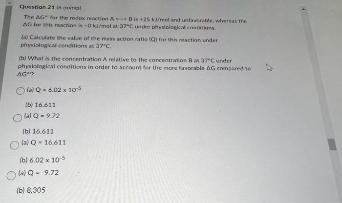 [Solved]: The ( Delta G^{ circ-} ) for the redox reactio