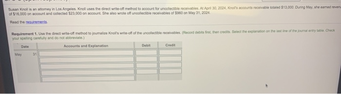Solved Susan Knol is an attomey in Los Angeles. Knoll uses | Chegg.com