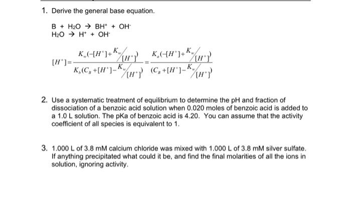 Solved 1. Derive the general base equation. | Chegg.com