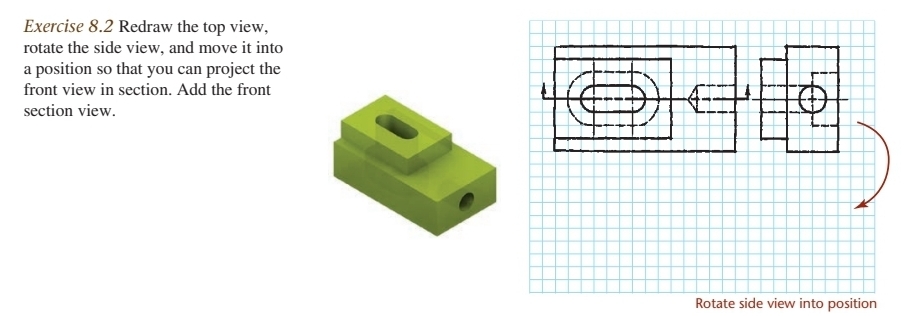 Solved Exercise 8.2 ﻿Redraw the top view, rotate the side | Chegg.com