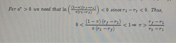 Solved (π(r2−rf)(1−π)(rf−r1))