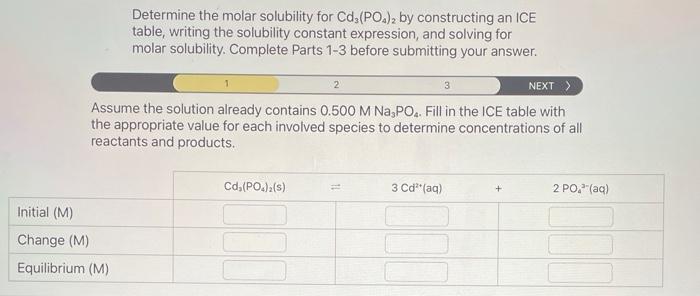 Solved Determine the molar solubility for Cd3(PO4)2 by | Chegg.com