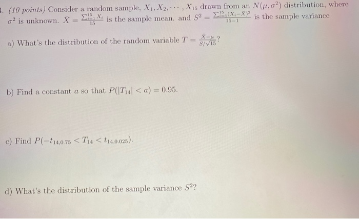 Solved 1. (10 points) Consider a random sample, X1, X2, ..., | Chegg.com
