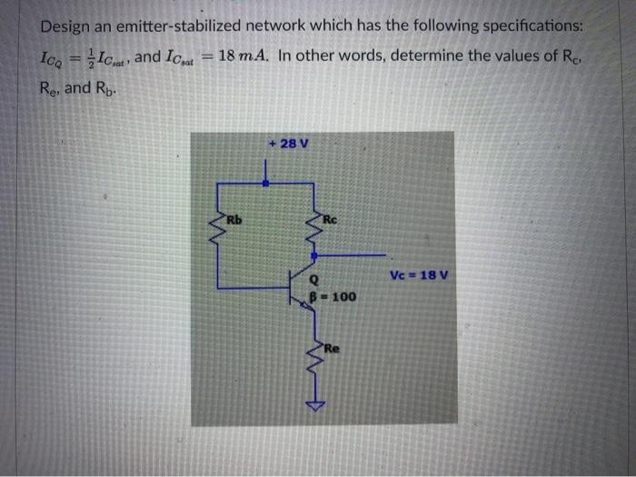 Solved Design an emitter-stabilized network which has the | Chegg.com