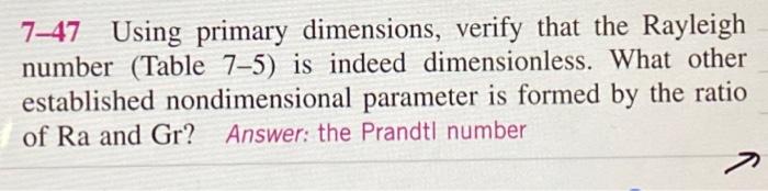 Solved 7-47 Using primary dimensions, verify that the | Chegg.com