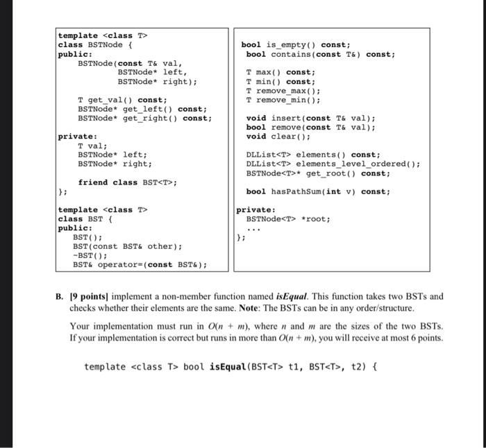 Solved B. [9 points] implement a non-member function named | Chegg.com