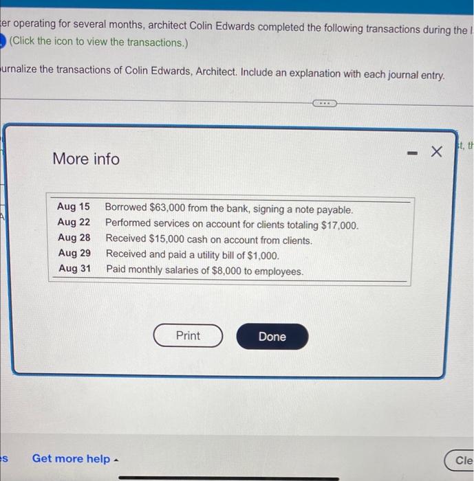 Solved After operating for several months, architect Colin | Chegg.com