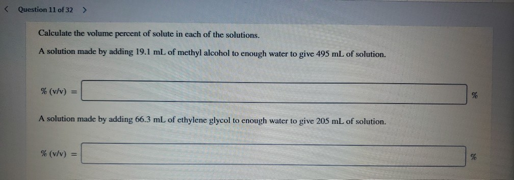 Solved Calculate the volume percent of | Chegg.com