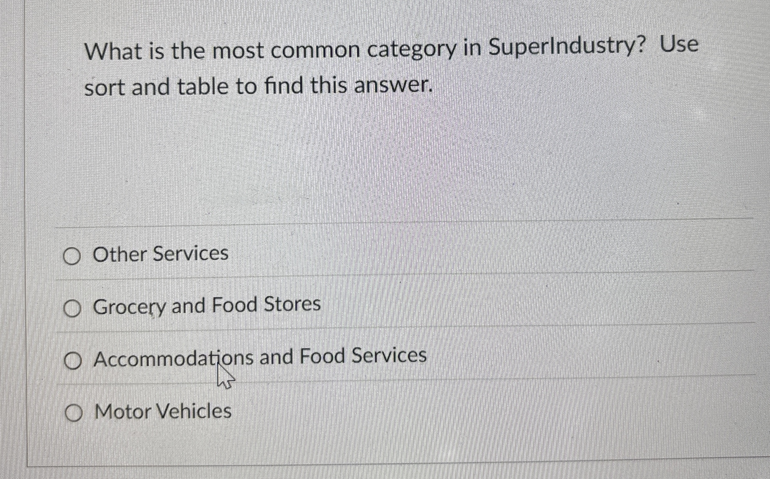 Solved What is the most common category in SuperIndustry? | Chegg.com