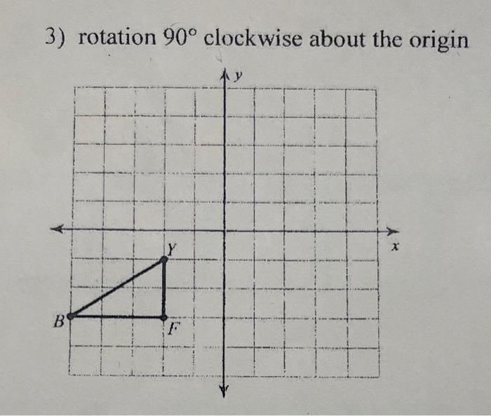 Solved 3) rotation 90∘ clockwise about the origin | Chegg.com