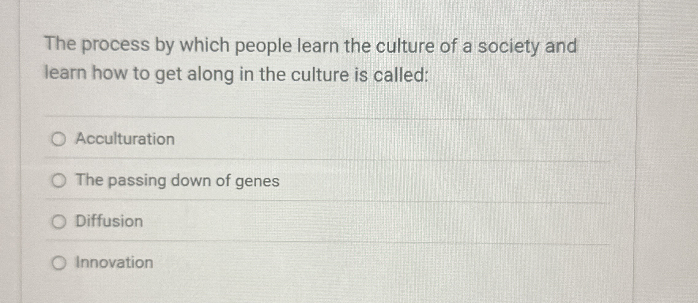 Solved The process by which people learn the culture of a | Chegg.com