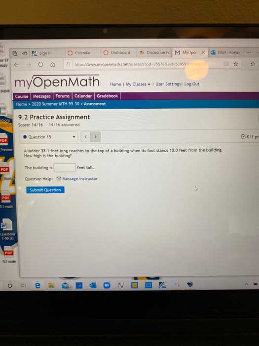 Solved Sign in Calendar Dashboard Discussion F M MyOpenl X | Chegg.com