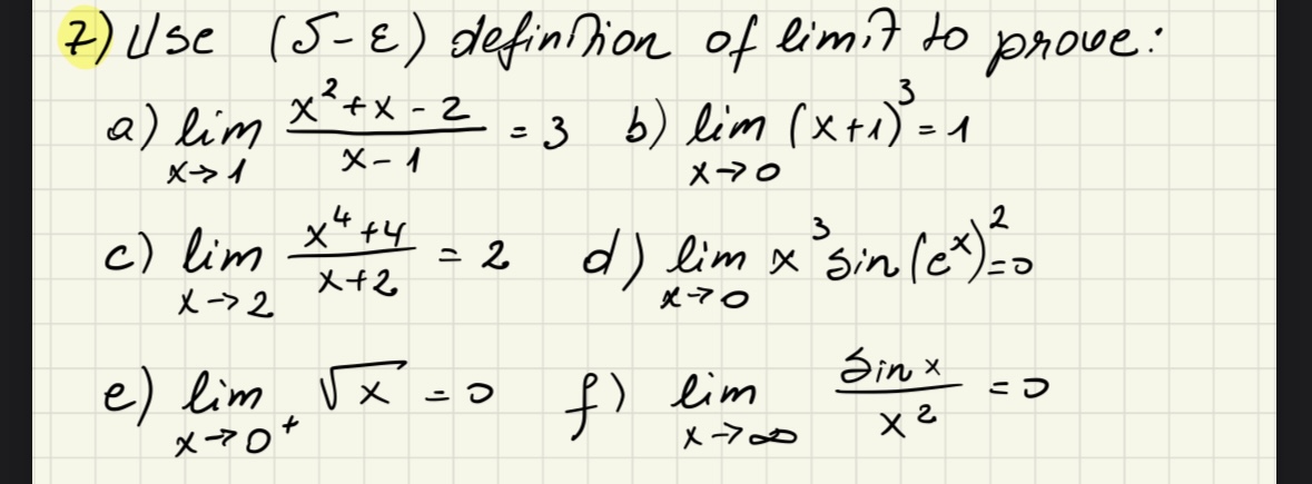 Solved Use (S-ε) ﻿defintion of limit to | Chegg.com