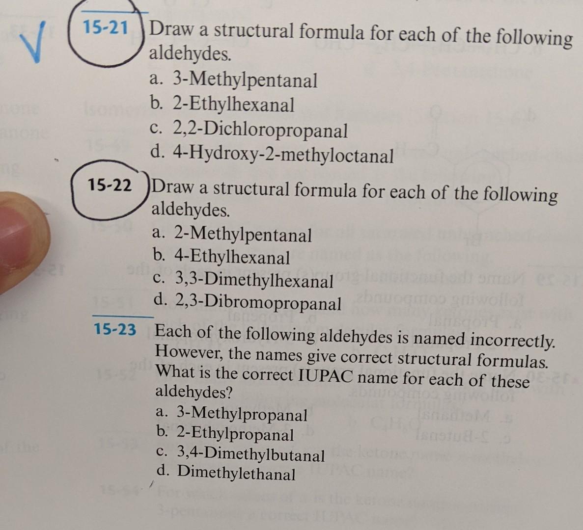 Solved 5-21 Draw a structural formula for each of the | Chegg.com