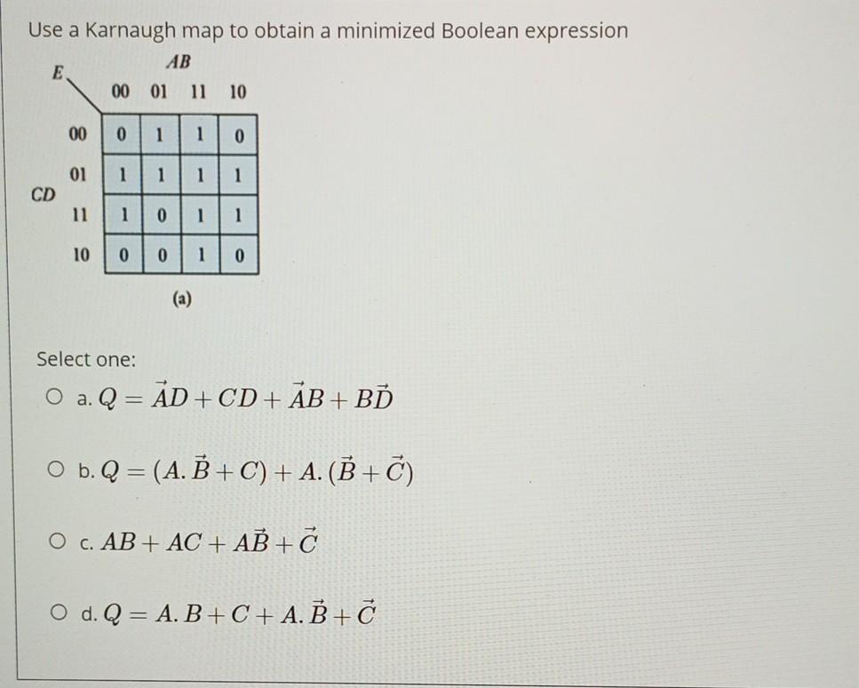 Solved Use a Karnaugh map to obtain a minimized Boolean | Chegg.com