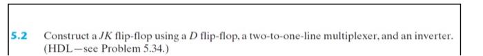 Solved .2 Construct a JK flip-flop using a D flip-flop, a | Chegg.com