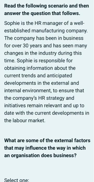 Solved Read the following scenario and then answer the | Chegg.com