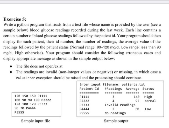 Solved Exercise 5 Write A Python Program That Reads From A 7898