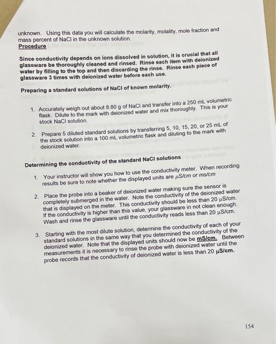 Solved Lab 17 Using Conductivity to Determine Solution | Chegg.com