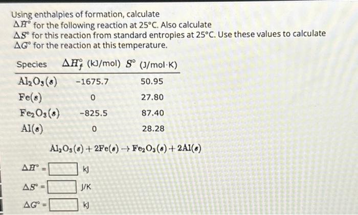 Solved Using enthalpies of formation, calculate \\( \\Delta | Chegg.com
