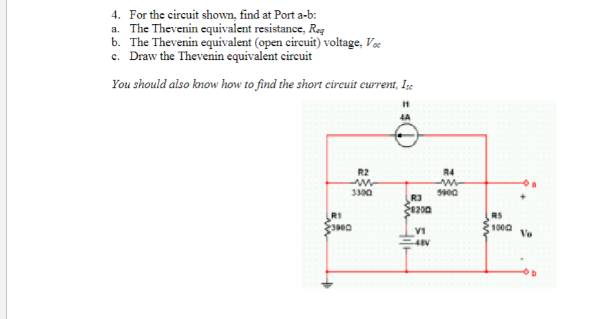 Solved For the circuit shown, find at Port a-b:a. ﻿The | Chegg.com