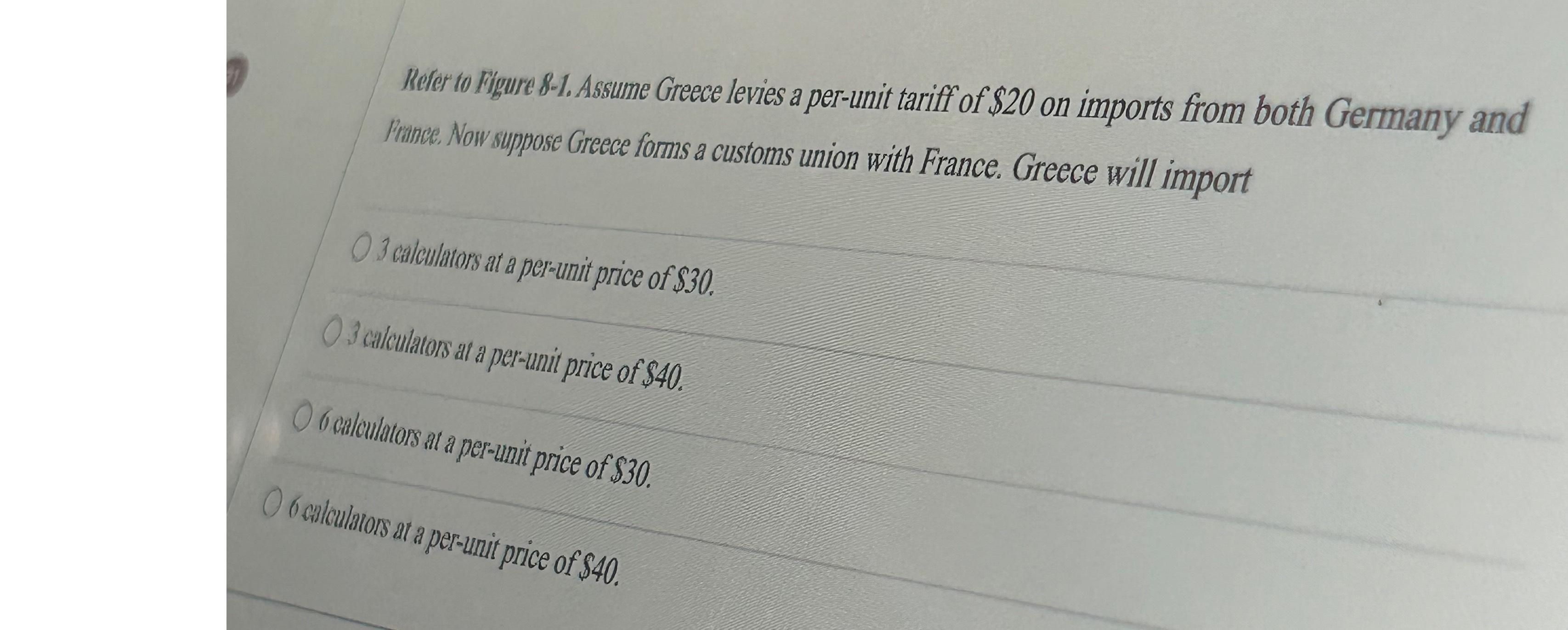 Solved Rerer to Figure 8-1. ﻿Assume Greece levies a per-unit | Chegg.com