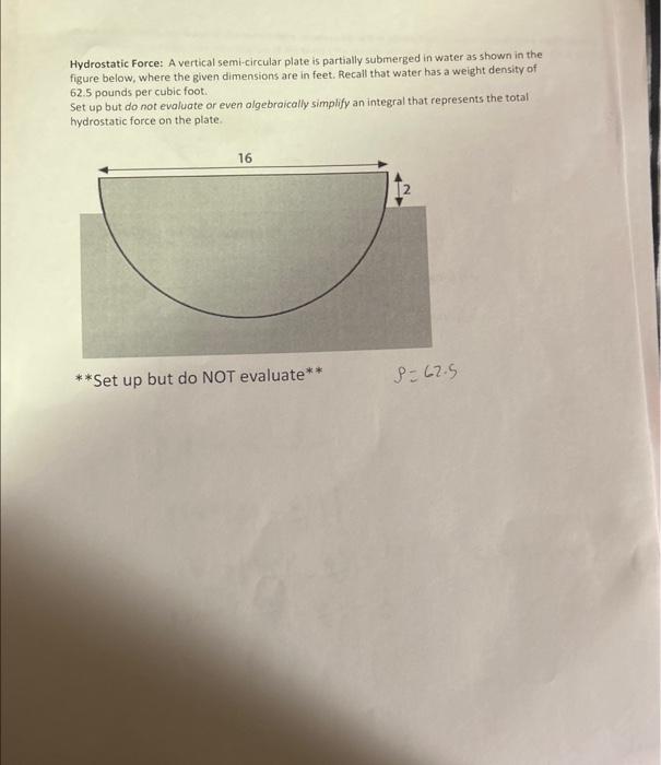 Solved Hydrostatic Force: A vertical semi-circular plate is | Chegg.com