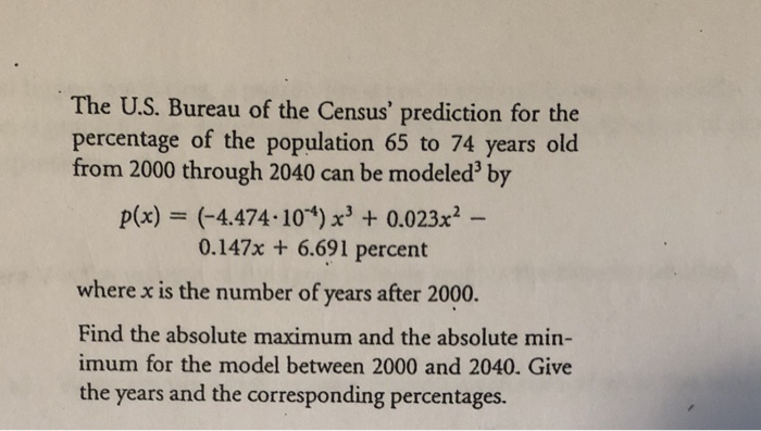 Solved The U.S. Bureau of the Census' prediction for the | Chegg.com