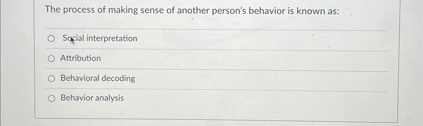 Solved The process of making sense of another person's | Chegg.com