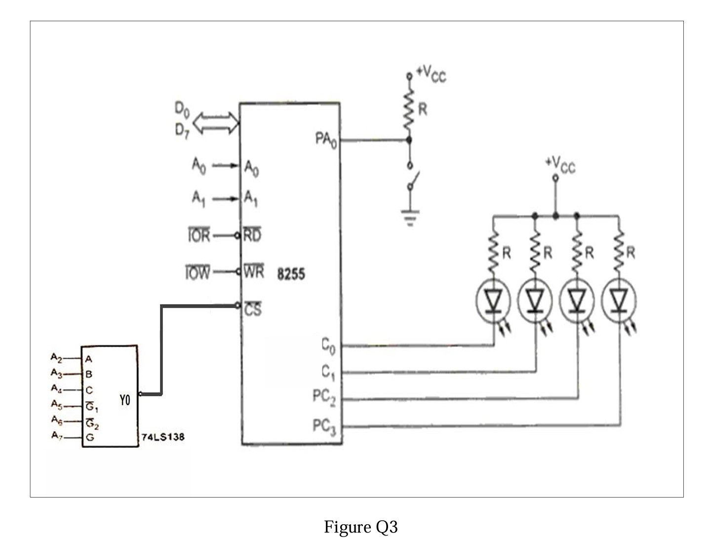 Solved Figure Q3 ﻿shows the 8085 ﻿microprocessor interfaced | Chegg.com